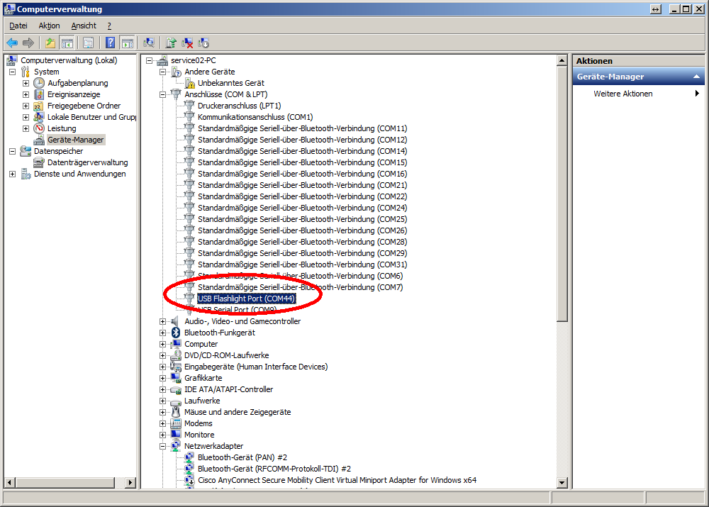 Flashlight-EKG: Serielle Schnittstelle "COMxx" konnte nicht geöffnet ...