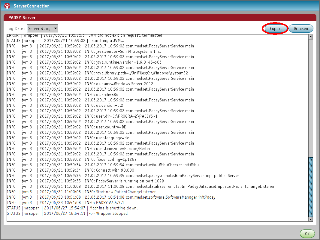 Log-Dateien des PadsyServer an Service übermitteln – Medset Medizintechnik GmbH